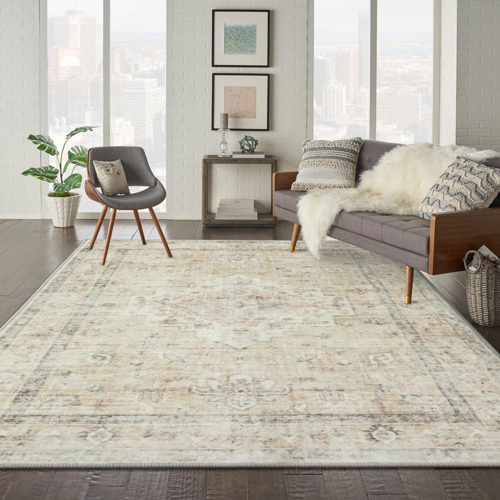 Amazon.com: LIVEBOX Washable Beige Area Rugs for Bedroom 8x10, Non Slip ...