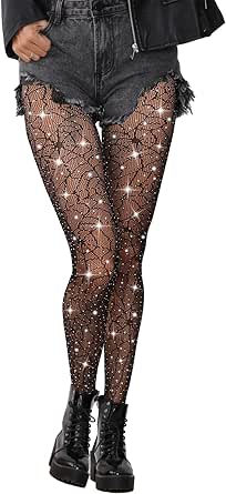 Psixnc Sparkly Tights, Spiderweb Tights, Sexy High Waist Fishnet ...