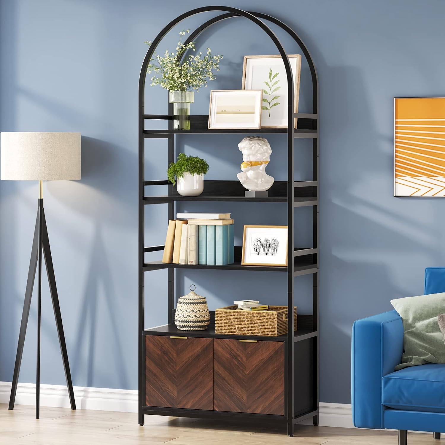 Amazon.com: Tribesigns Bookshelf with Door, 75.9 Inch Tall Etagere ...