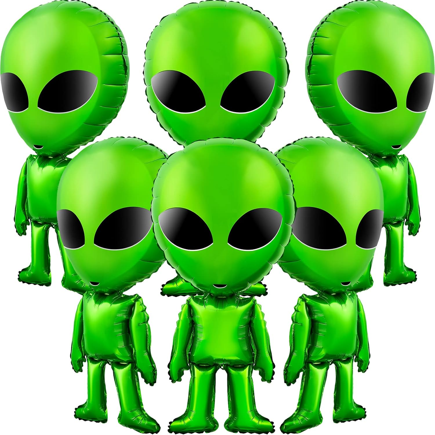 Meooeck Aluminium 6 Pcs Large Alien Balloons Green Inflatable Alien ...