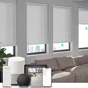 Amazon.com: Changshade Motorized Cellular Shades for Windows Smart Blinds with Remote Control ...