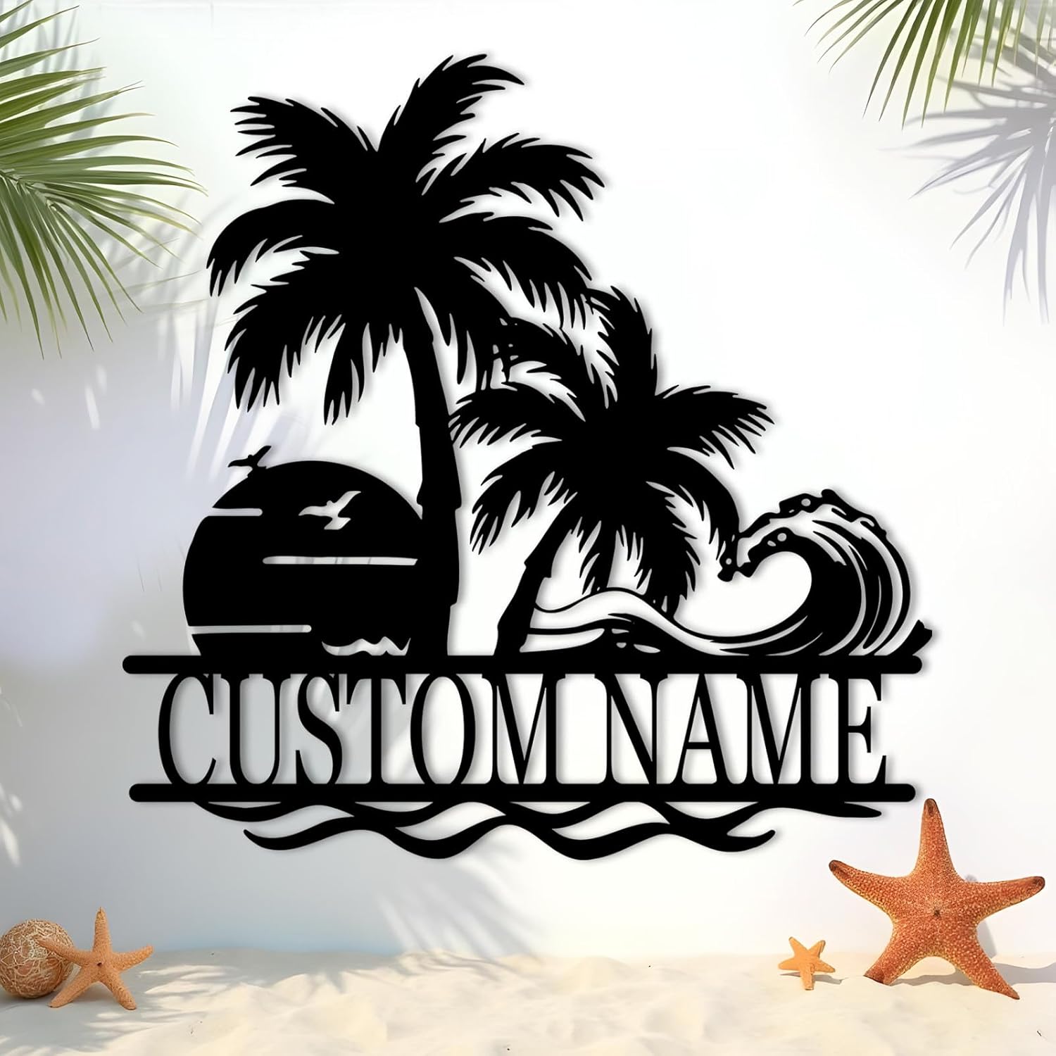 Amazon.com: Dyoart Personalized Beach Metal Signs - Custom Palm Trees ...