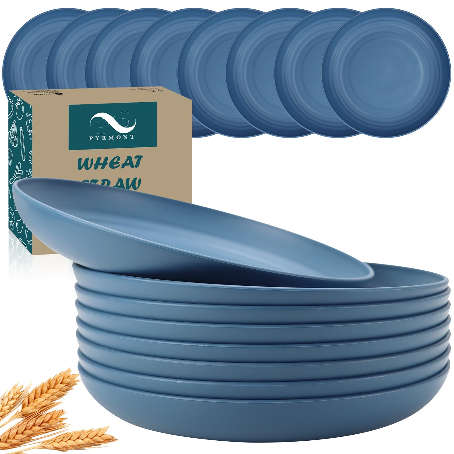 Snapklik.com : PYRMONT Dinner Plates Set Of 8 - Durable Wheat Straw ...