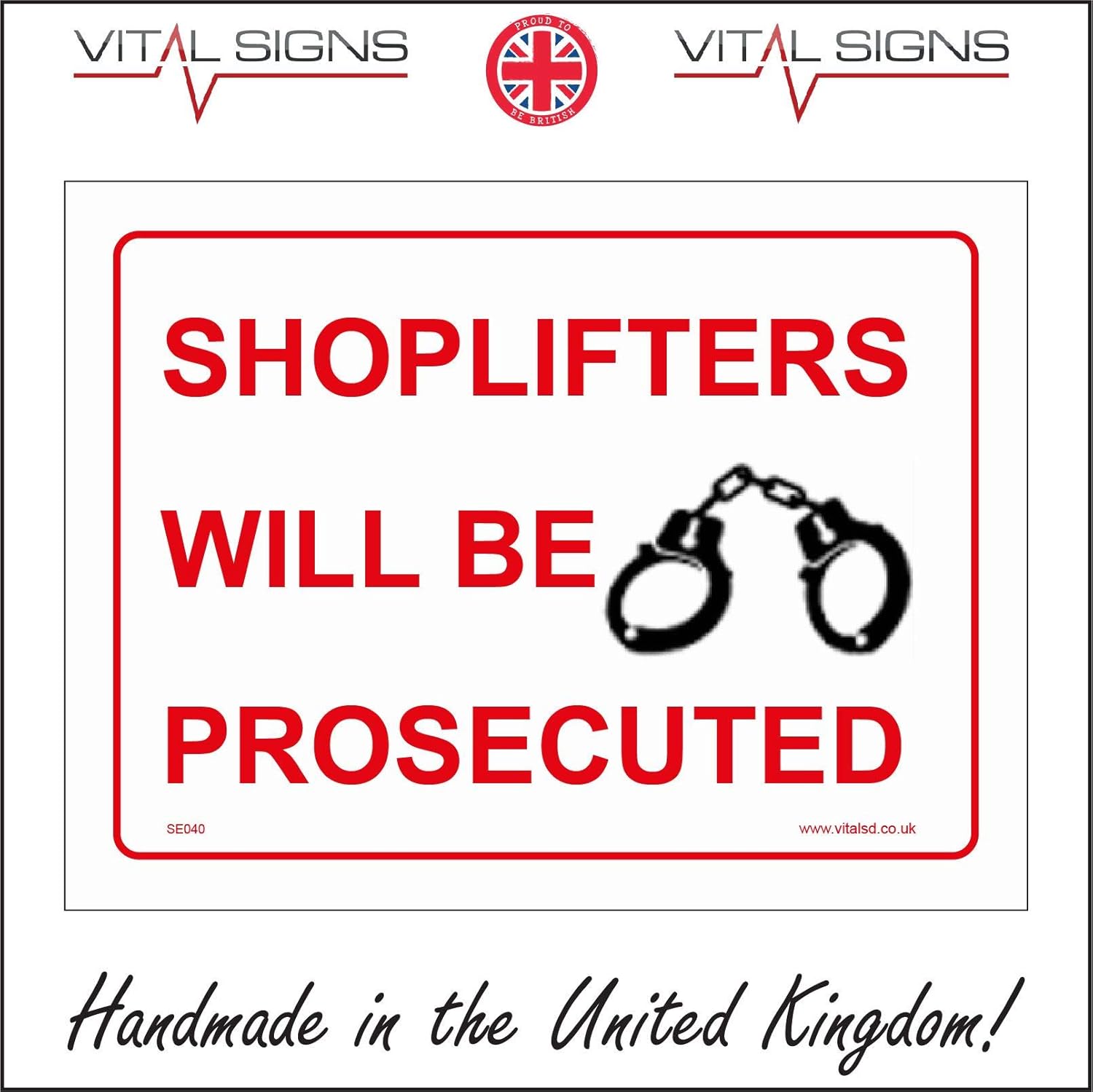 SE040 Shoplifters Will Be Prosecuted SIGN stealing robbery pilfering ...