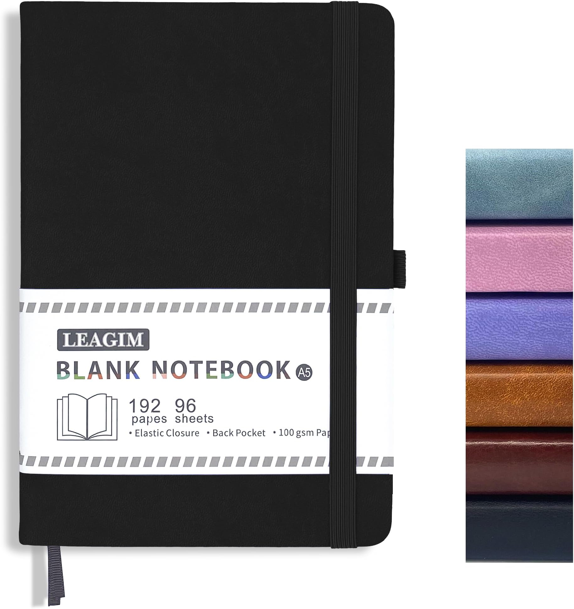 Amazon.com : LEAGIM Blank Journal Notebook, A5, 192 Pages 100 GSM Thick ...