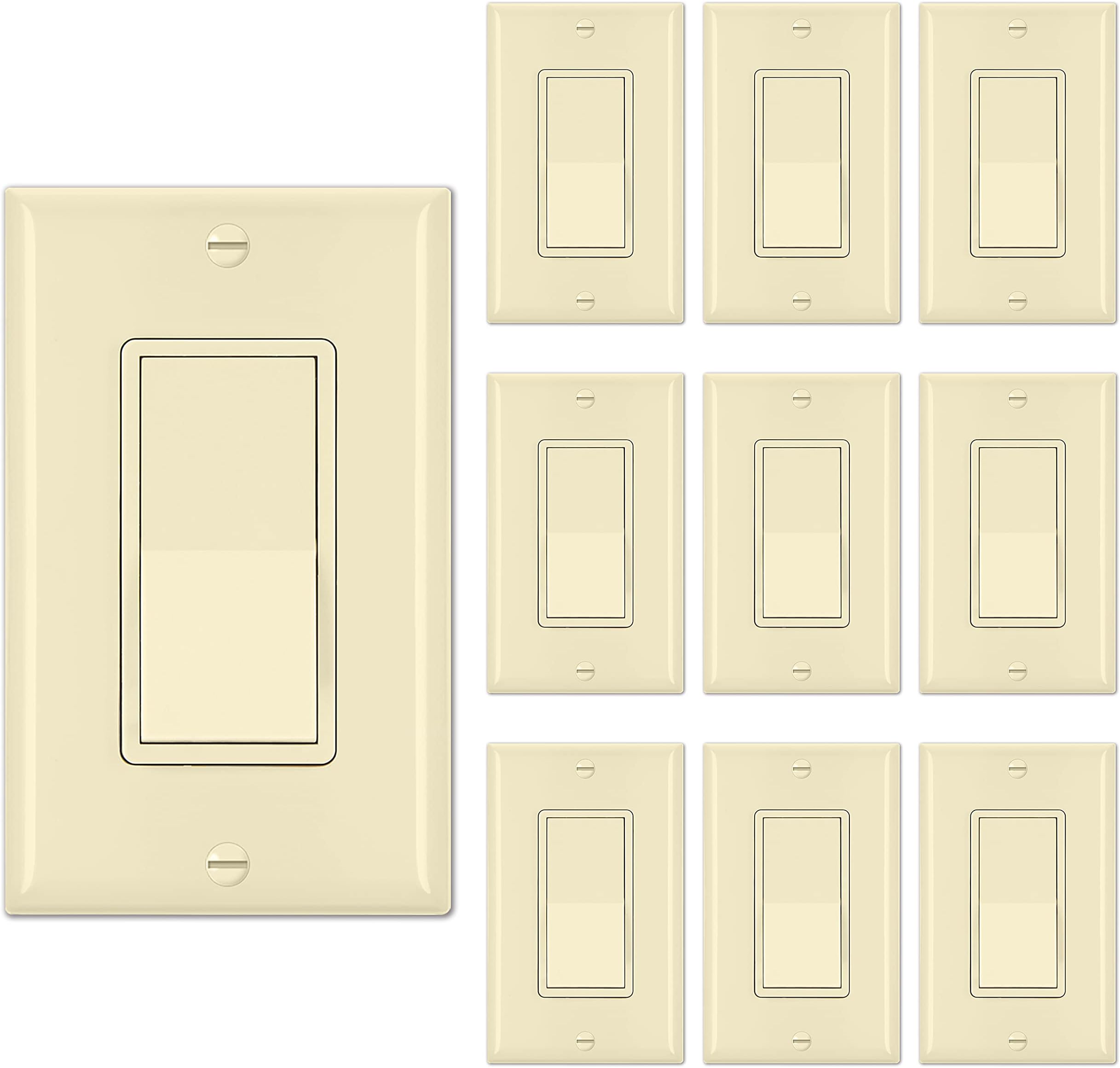 UNITED STATES HDW Ivory, 1-9/16 x 4-1/4" E-100C Single Electric Switch ...