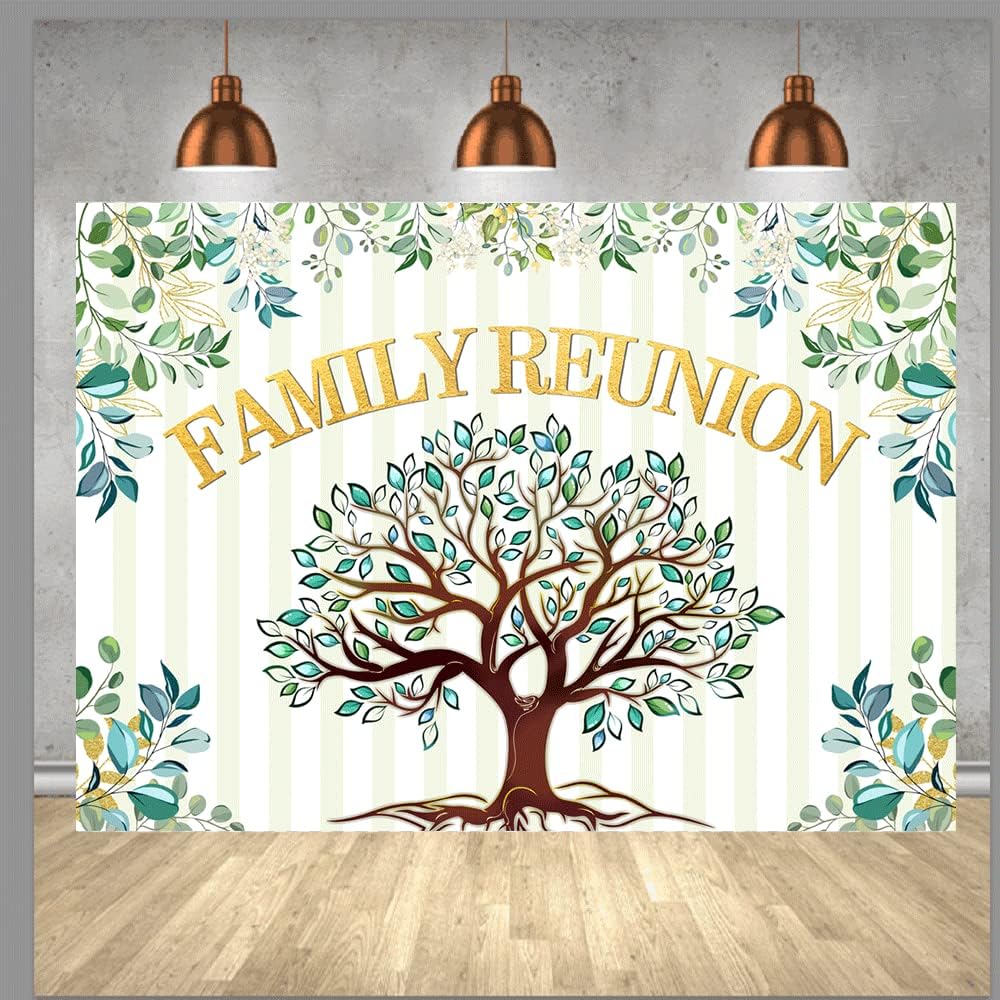 Amazon.com : 7x5ft Vinyl Family Reunion Backdrop Green Family Tree ...