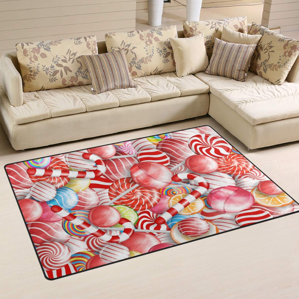 Amazon.com: ALAZA Soft Door Mat,Lollipops Candy Canes Floor Mat Non ...