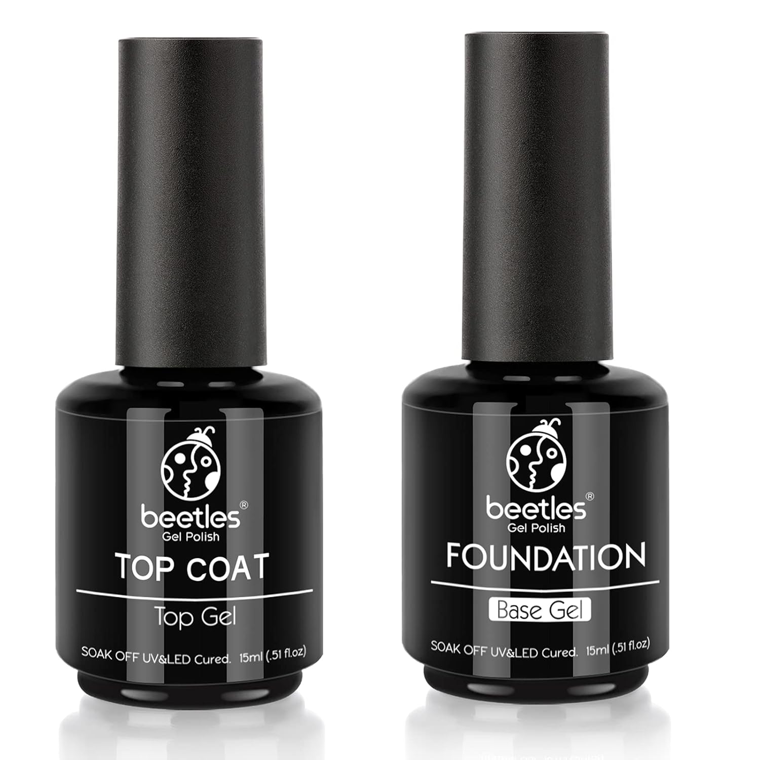 Amazon.com : Beetles Gel Polish 2 Pcs Gel Top Base Coat No Wipe Top Coat and Base Coat Set 0.5 ...