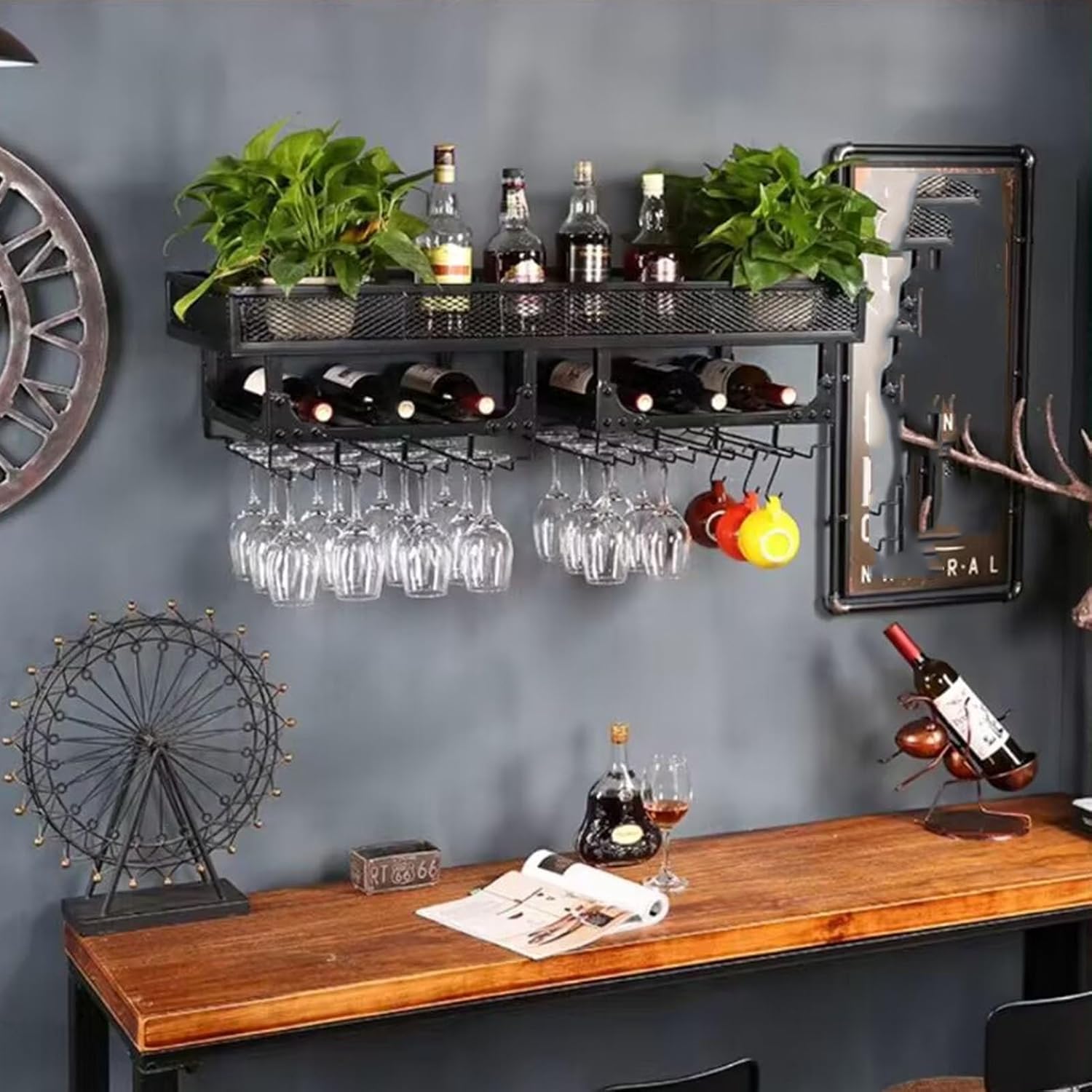 Amazon.com: Wall-Mounted Wine Glass Holder - Wine Cabinets Display ...