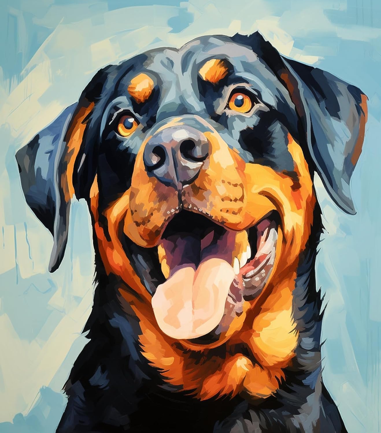 Amazon.com: ZMHZMY Puppy Paint by Numbers, Rottweiler,Painting Kits ...