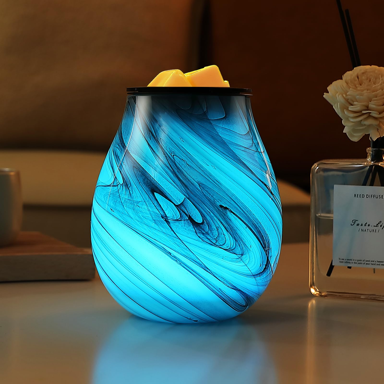 Snapklik.com : Inrorans Grey Marble Swirl Electric Wax Melt Burner Art ...