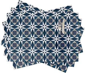 Amazon.com: Abstract Geometric Dark Blue Placemats Set of 4, Heat ...