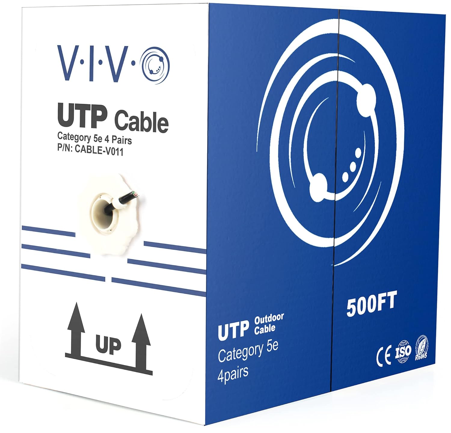 VIVO Black 500ft Bulk Cat5e, CCA Ethernet Cable, UTP Pull Box, Cat-5e ...