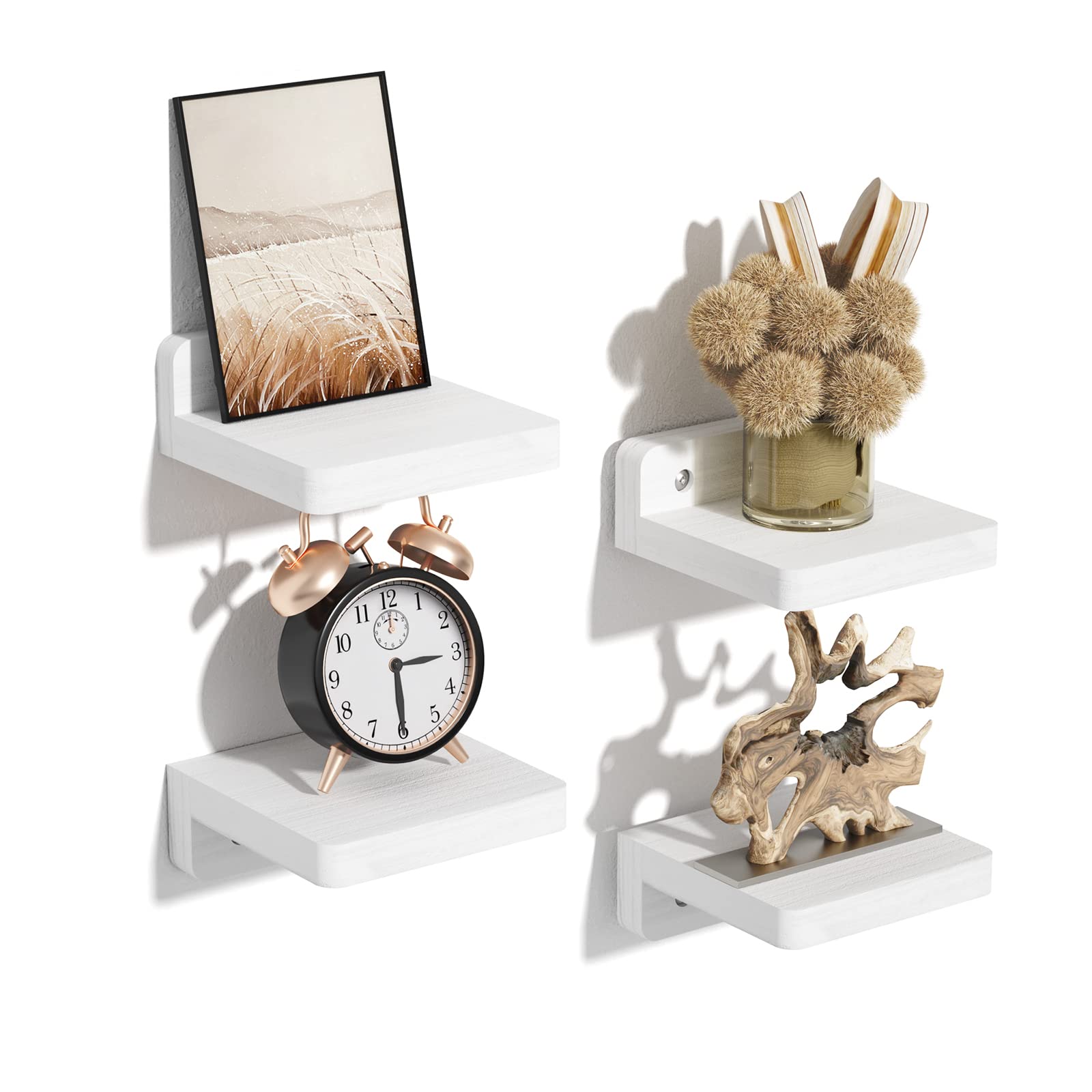 SRIWATANA Small Floating Shelves Wall Mounted, 4 Inch Wood Shelf for ...