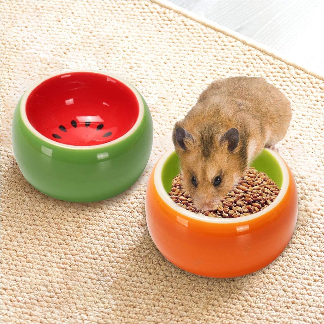 Snapklik.com : 2PCS Hamster Bowl Ceramic Food Water Feeding Dish For ...