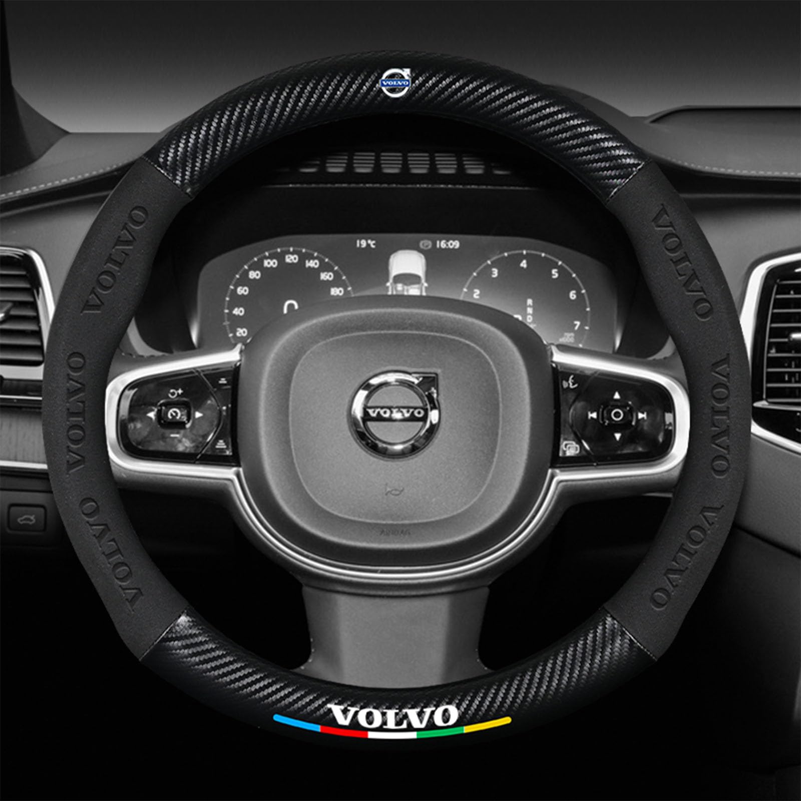 Amazon.com: Calebkk for Volvo Car Steering Wheel Cover Custom-Fit ...