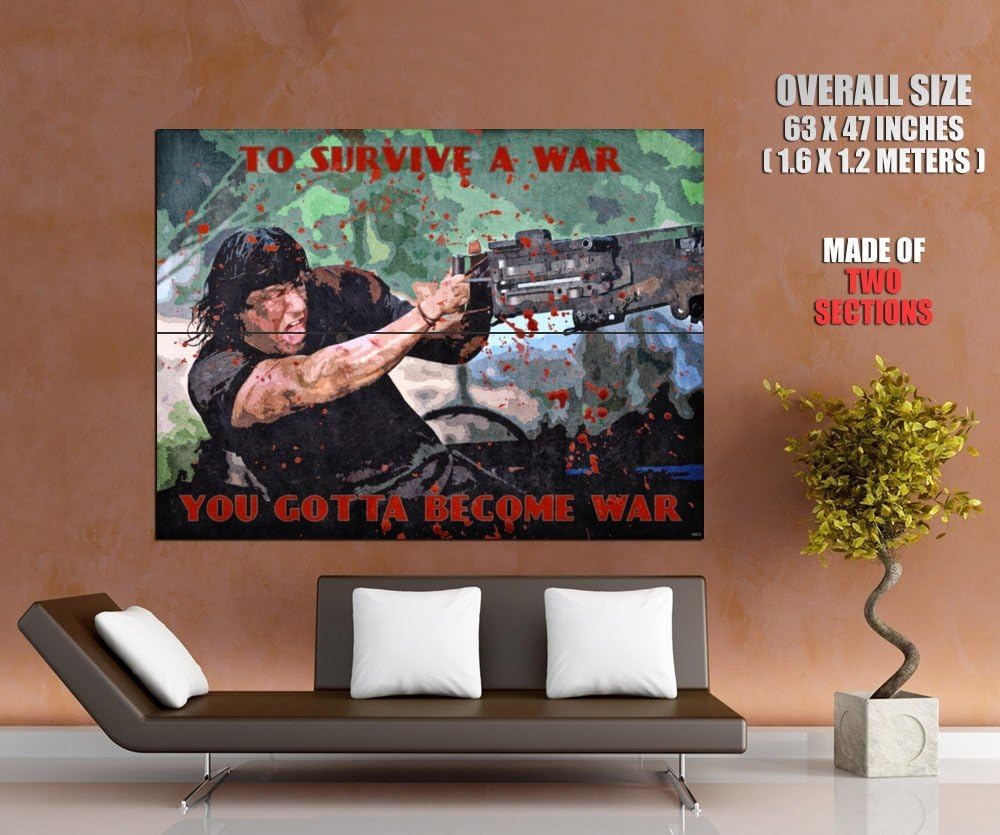 Amazon.com: Rambo IV Machine Gun Blood Quote Movie Retro Art Painting ...