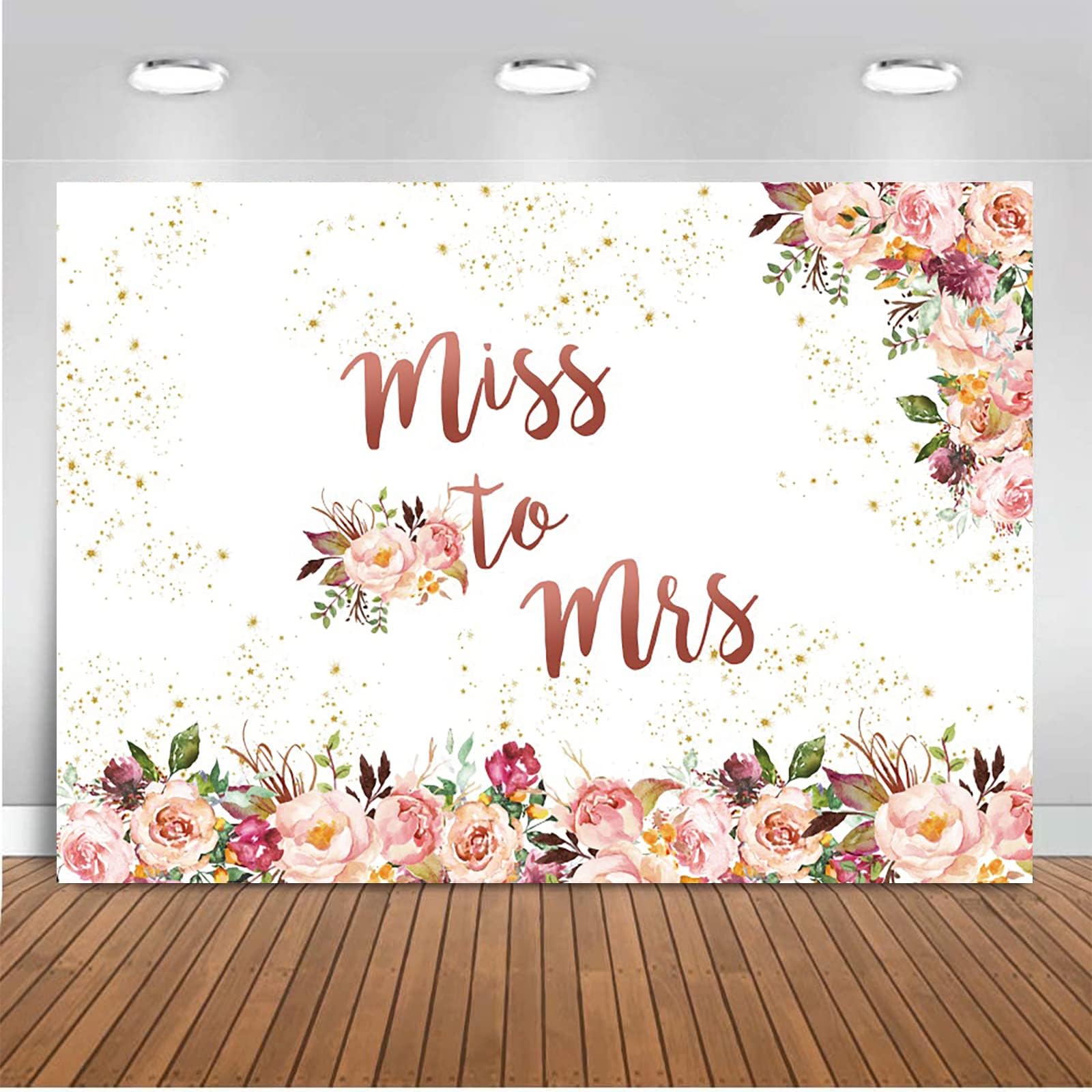 Amazon.com : GCIREC 7x5 ft Miss to Mrs Wedding Backdrop Rose Gold ...