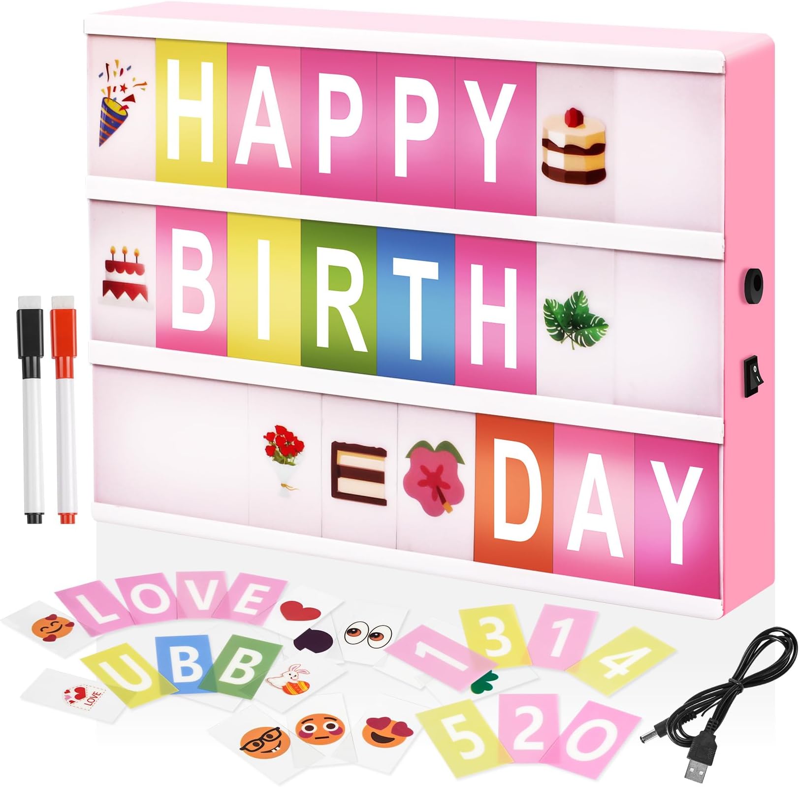 Amazon.com : tricase Purple Cinema Light Box with 312 Letters, Emojis ...