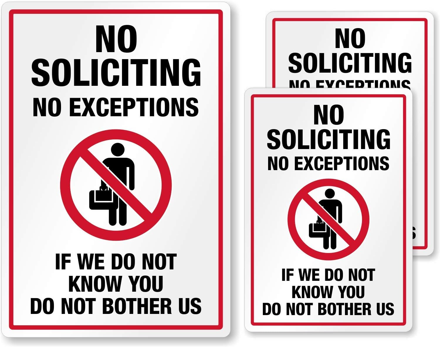 SmartSign No Soliciting Sticker [3 unidades], No Soliciting No ...