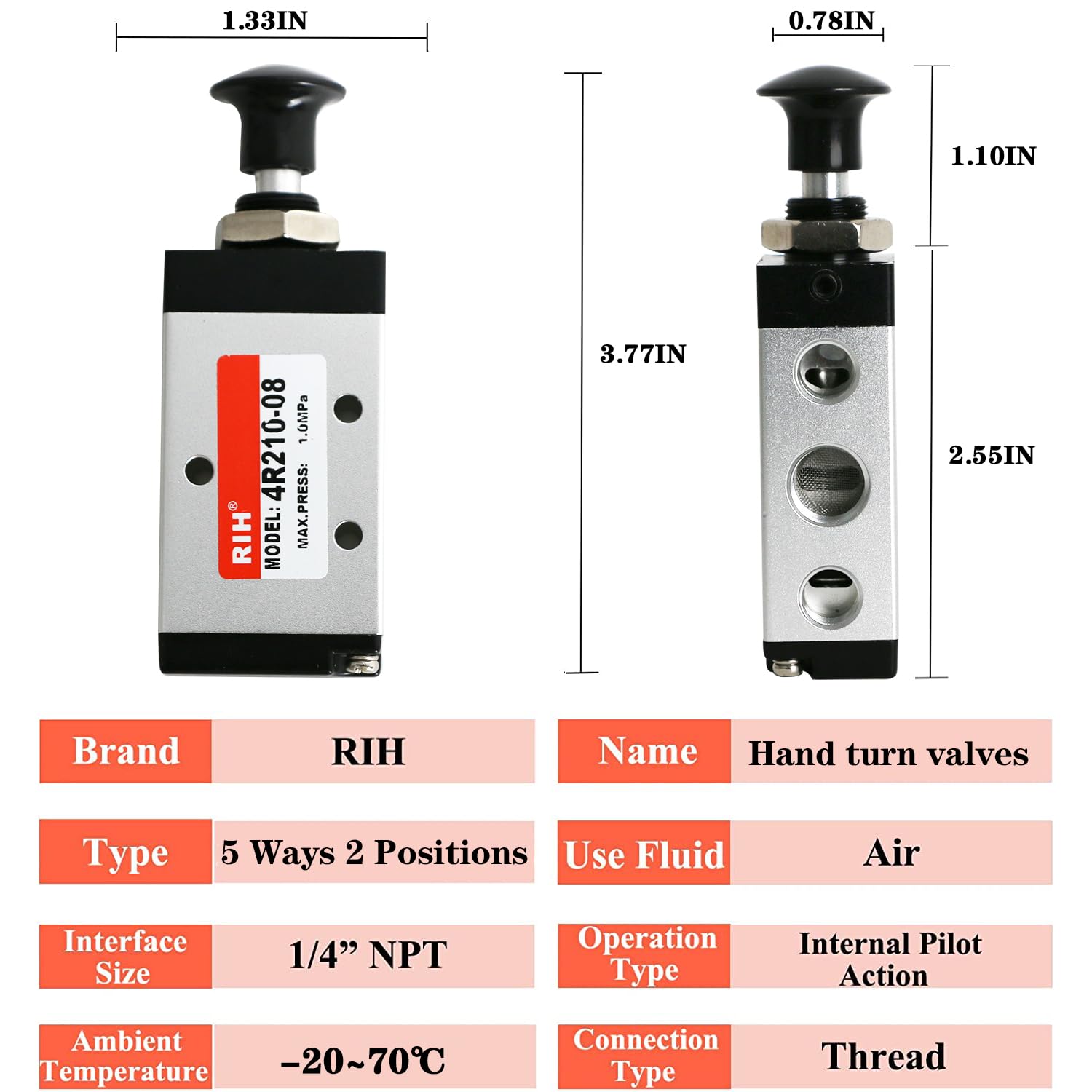 Snapklik.com : RIH 5 Way 2 Postion Air Valve Air Hand Lever Operated ...