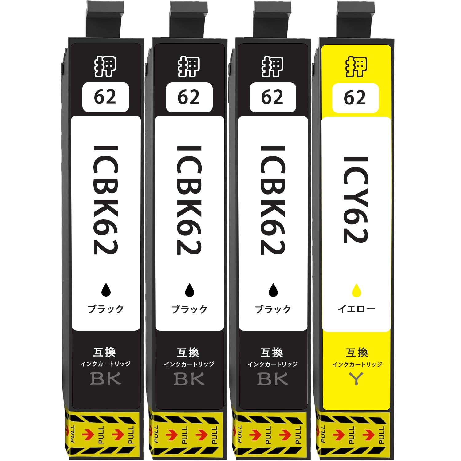 Amazon.co.jp: 【埼京企画】 ICBK62*3 + ICY62 4本セット 互換インクカートリッジ (IC62 IC4CL62) 純正インクと併用可能 残量表示あり 最新型IC ...