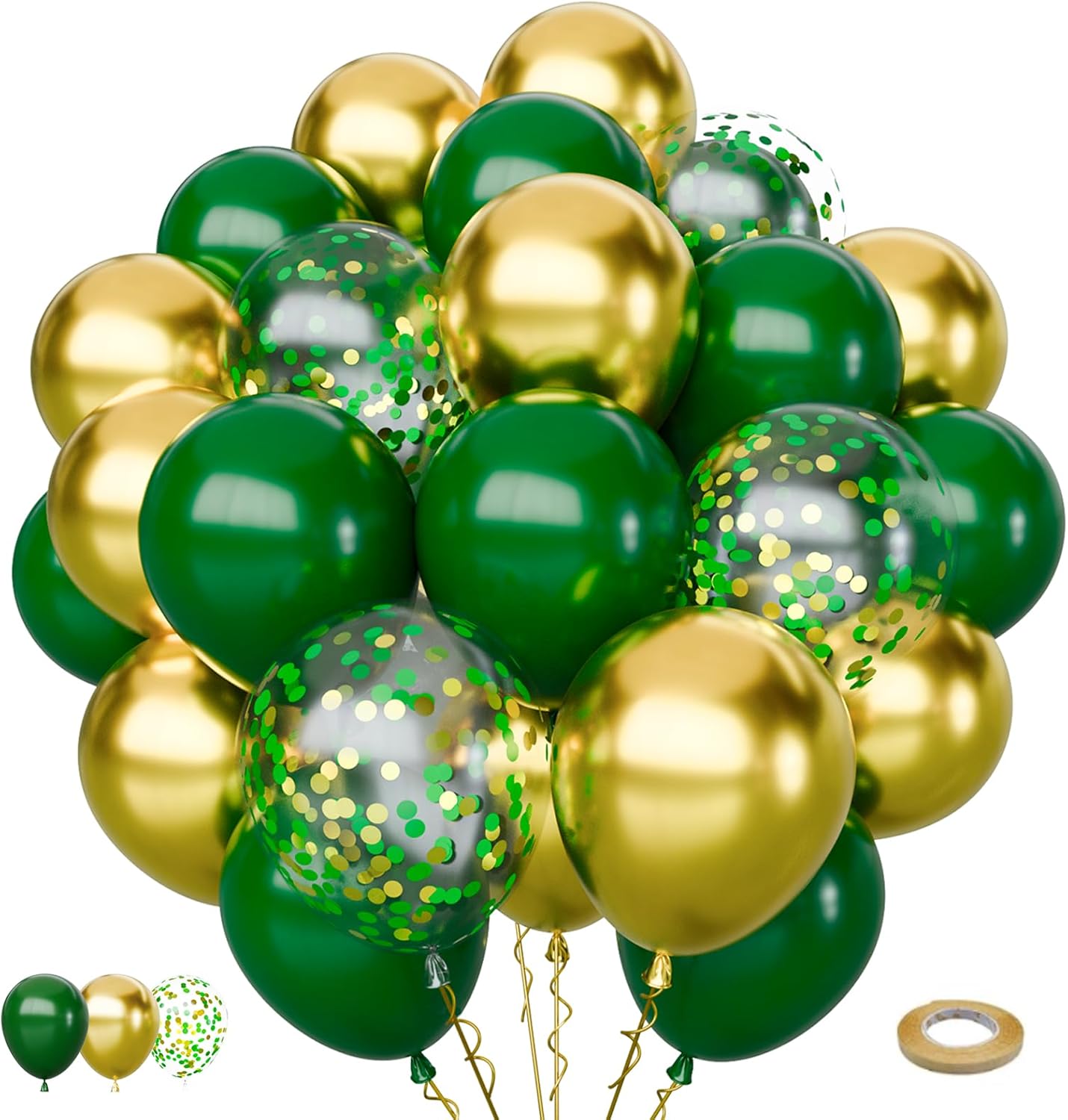 Amazon.com: Green and Gold Balloons Set, 65Pcs Dark Green Balloons ...
