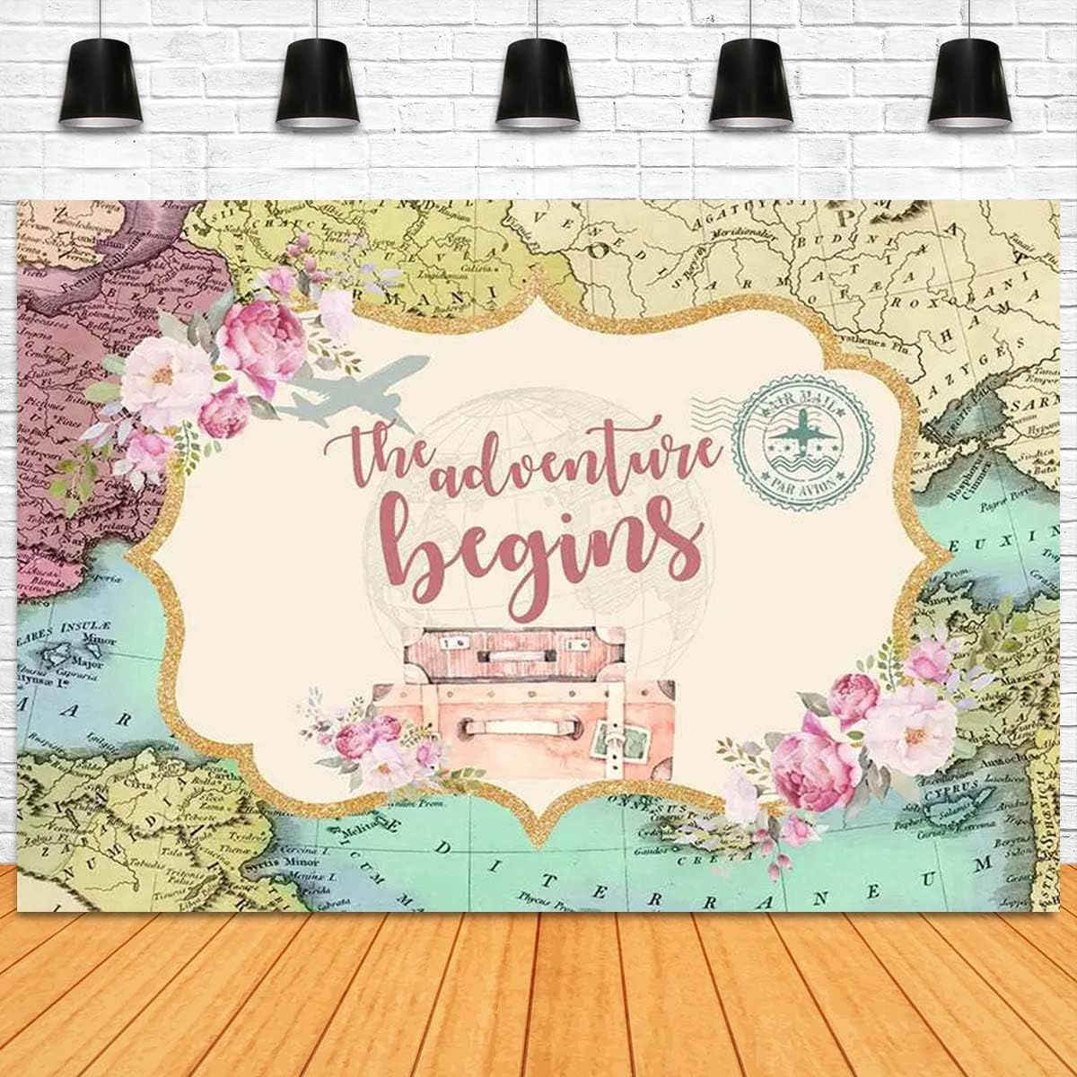 Amazon.com : Adventure Awaits Baby Shower Backdrop Wall Decor Travel ...