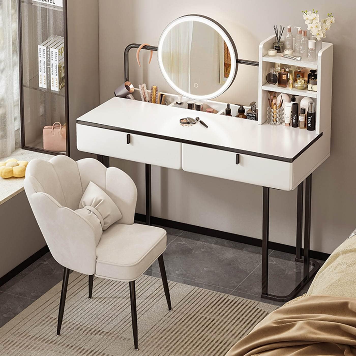 WJYCGFKJ Modernt sminkbord, makeup-set med upplyst spegel, toalettbord ...