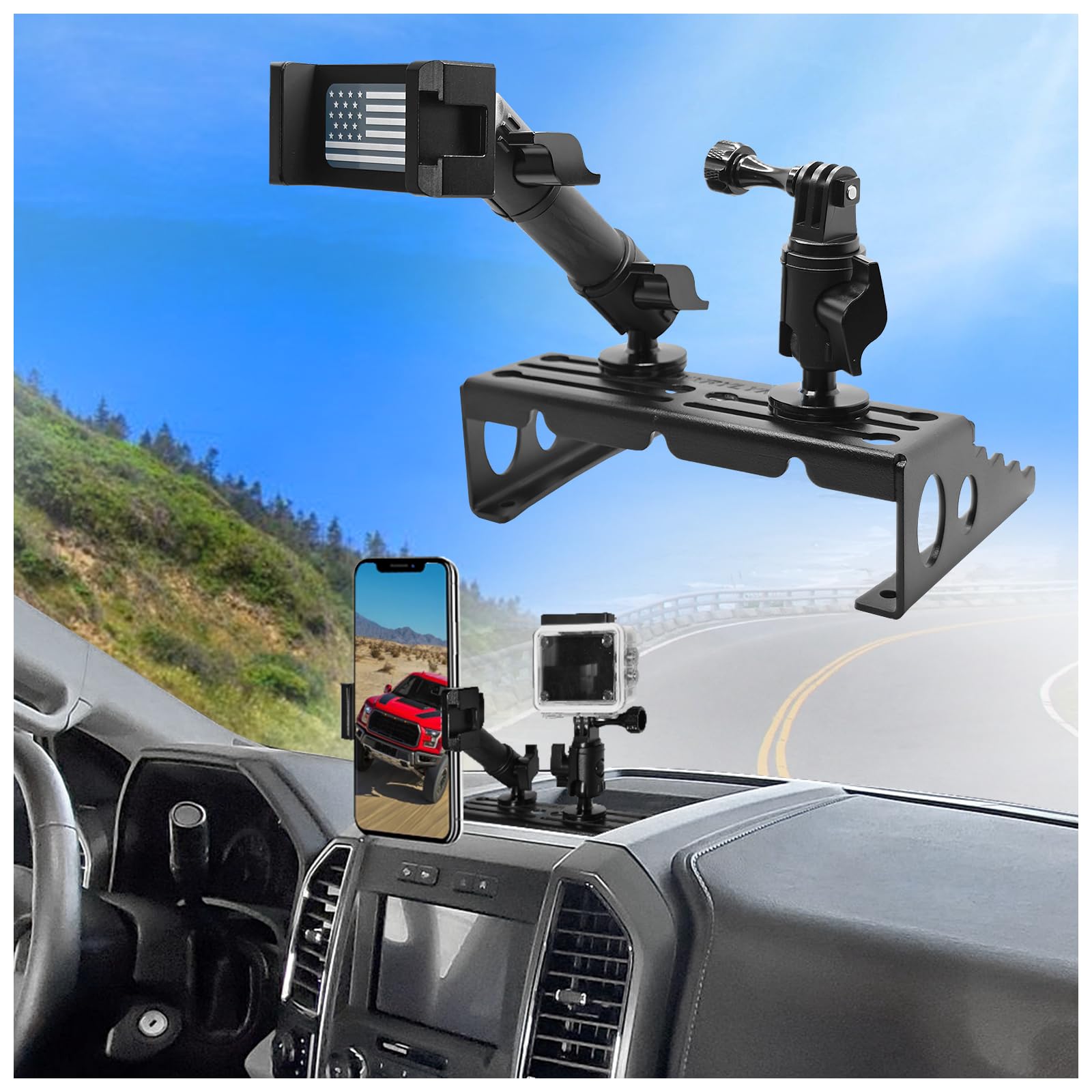 Amazon.com: WXRYLYN 2Ways 2022 F250 Metal Dash Platform Phone Mount ...