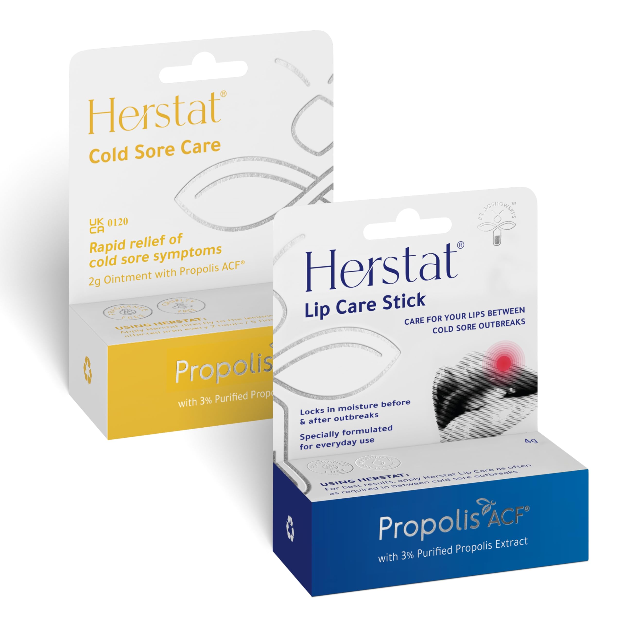 Herstat 2g Cold Sore Ointment and 4g Lip Care Stick | Package May Vary ...