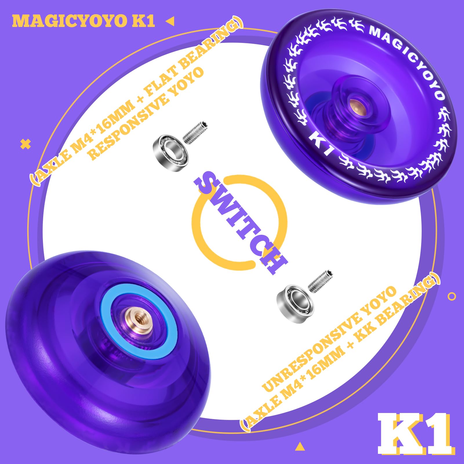 Snapklik.com : MAGICYOYO Responsive Yoyo K1 Tug Return Yo Yo, Hubstacks ...