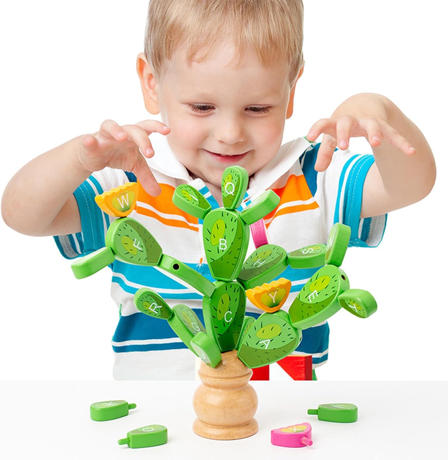 Kumprohu Wooden Stacking Cactus Unique Wooden Sorting Toys in Cactus ...