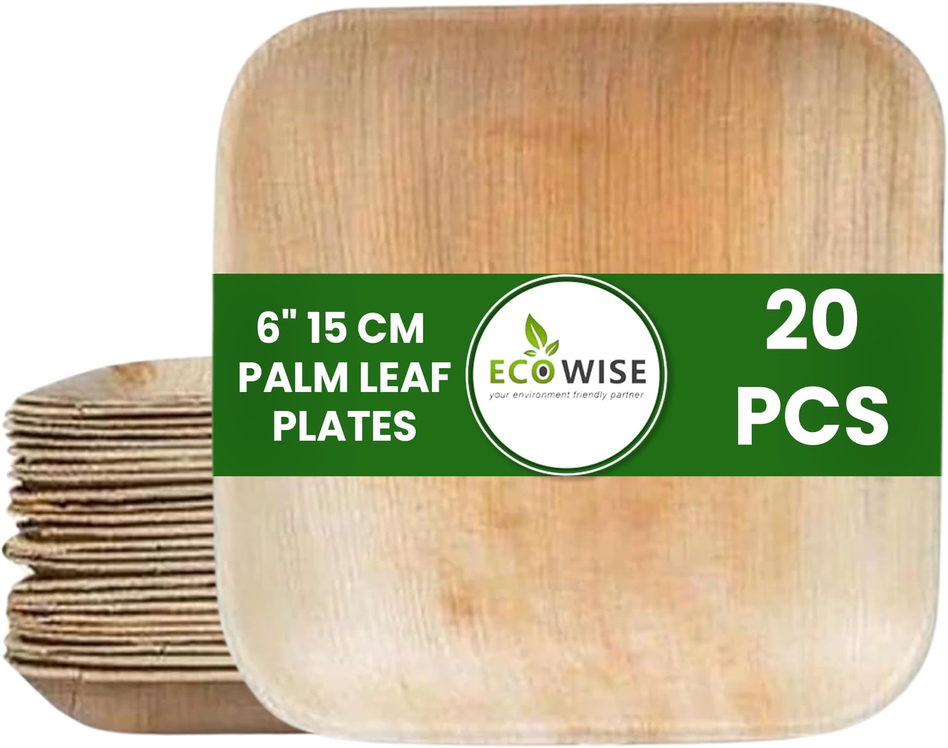 EcoWise Disposable Palm Leaf Plates - Eco-Friendly Biodegradable Palm ...