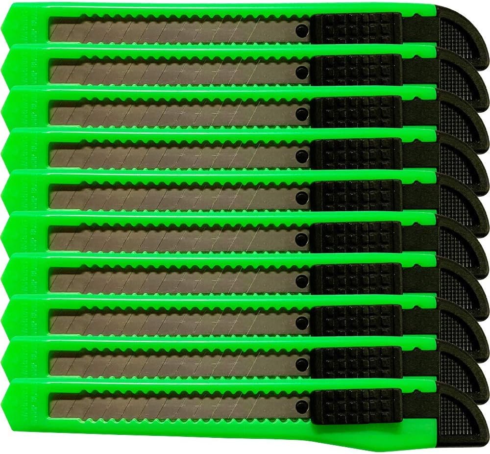 10x Bulk Small Neon Green Utility Knife Box Cutters Snap Off Blade 9MM ...