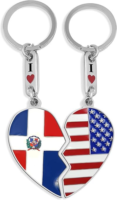 Amazon.com: Keychain USA & DOMINICAN REPUBLIC HEART : Automotive
