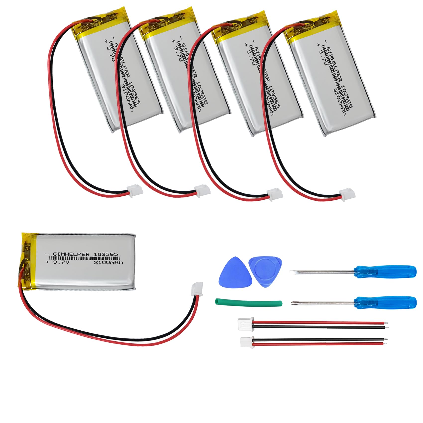 Amazon.com: GIMHELPER (5-Pack) 3.7V 3100mAh Lithium Rechargeable ...
