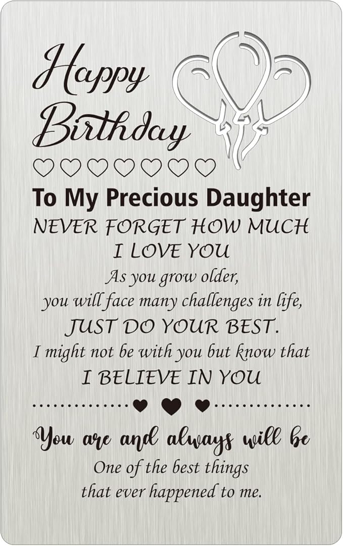 Amazon.com: CINRLLA Daughter Birthday Card from Mom and Dad, Engraved ...