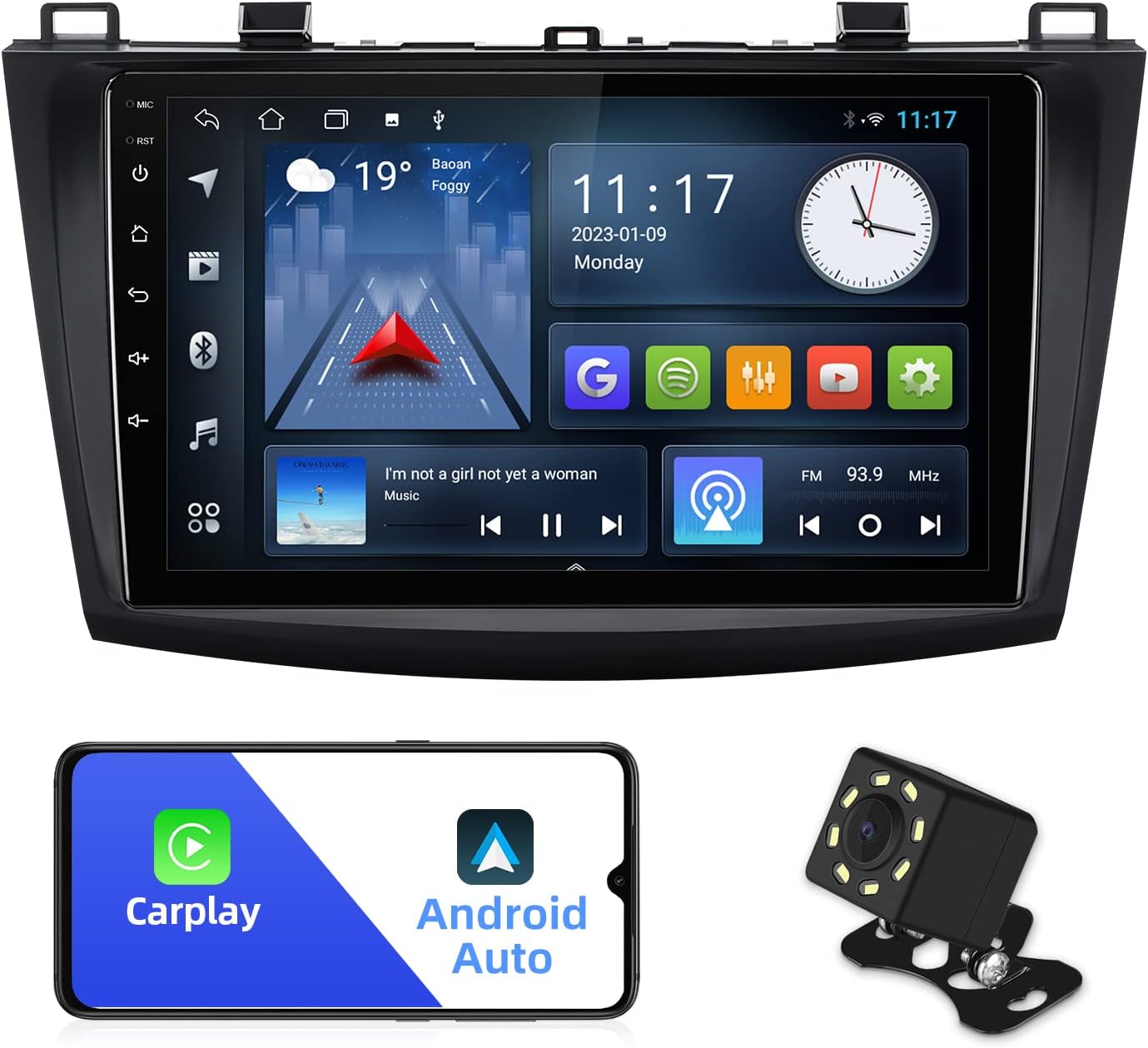 Amazon.com: Leadfan 9 Inch Car Radio Stereo for Mazda 3 2009 2010 2011 ...