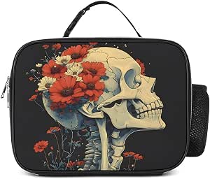 Amazon.com: KIOWEIR Skeleton Head Lunch Bag Reusable Lunch Box Cooler ...