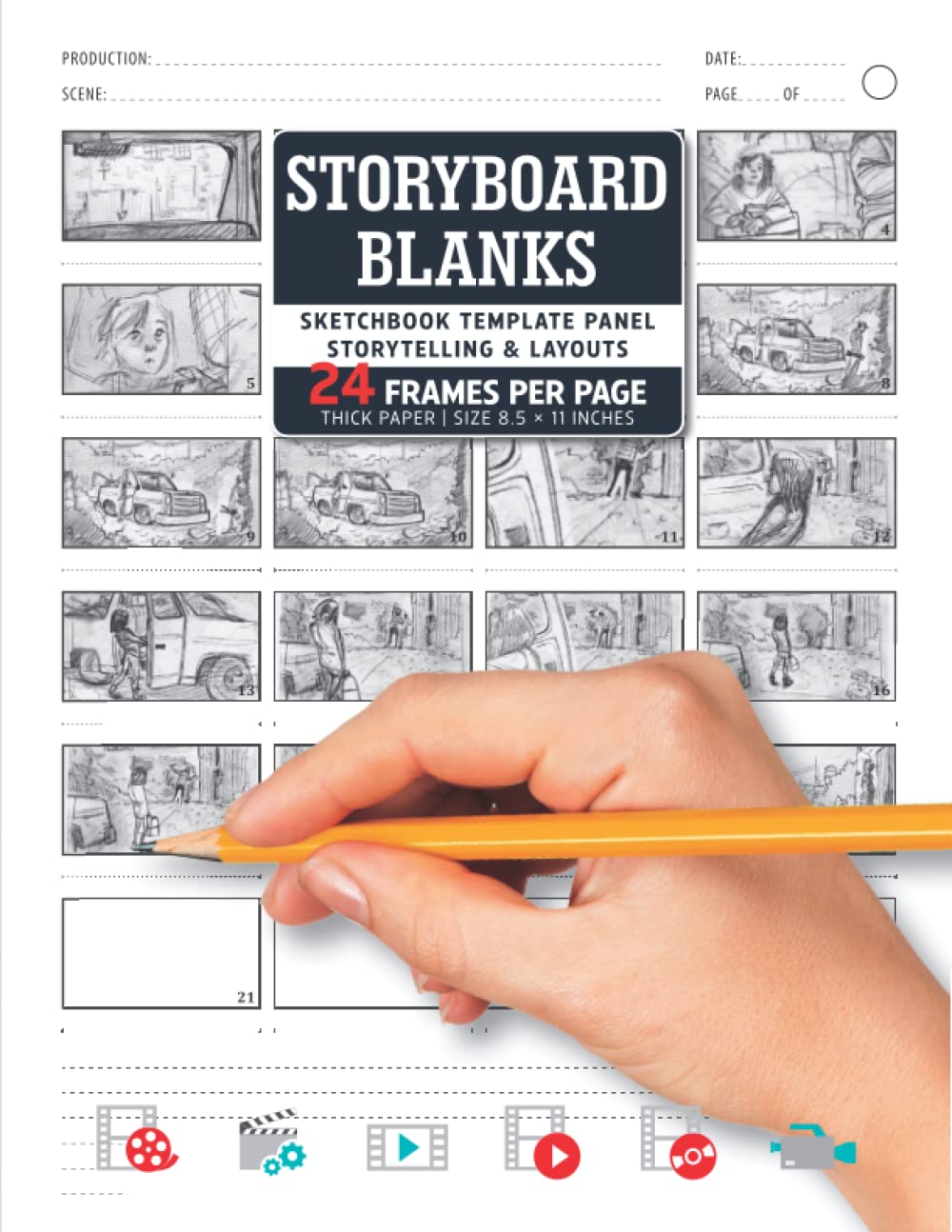 Buy 24 frame Storyboard: Sketchbook Template Panel Pages for ...