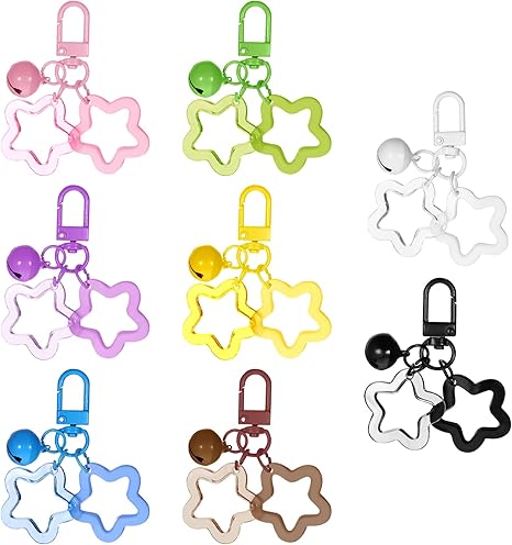 Trinkrittey 8 Pcs Cute Star Keychain Star Pendant Keyring Candy Color ...