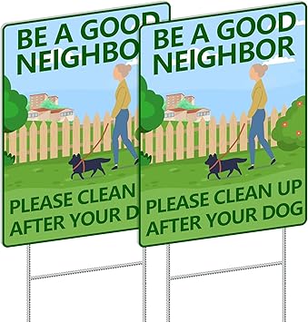 Amazon.com : Clean Up After Your Dog Signs for Yard 2 Pack - 12.6x9 ...