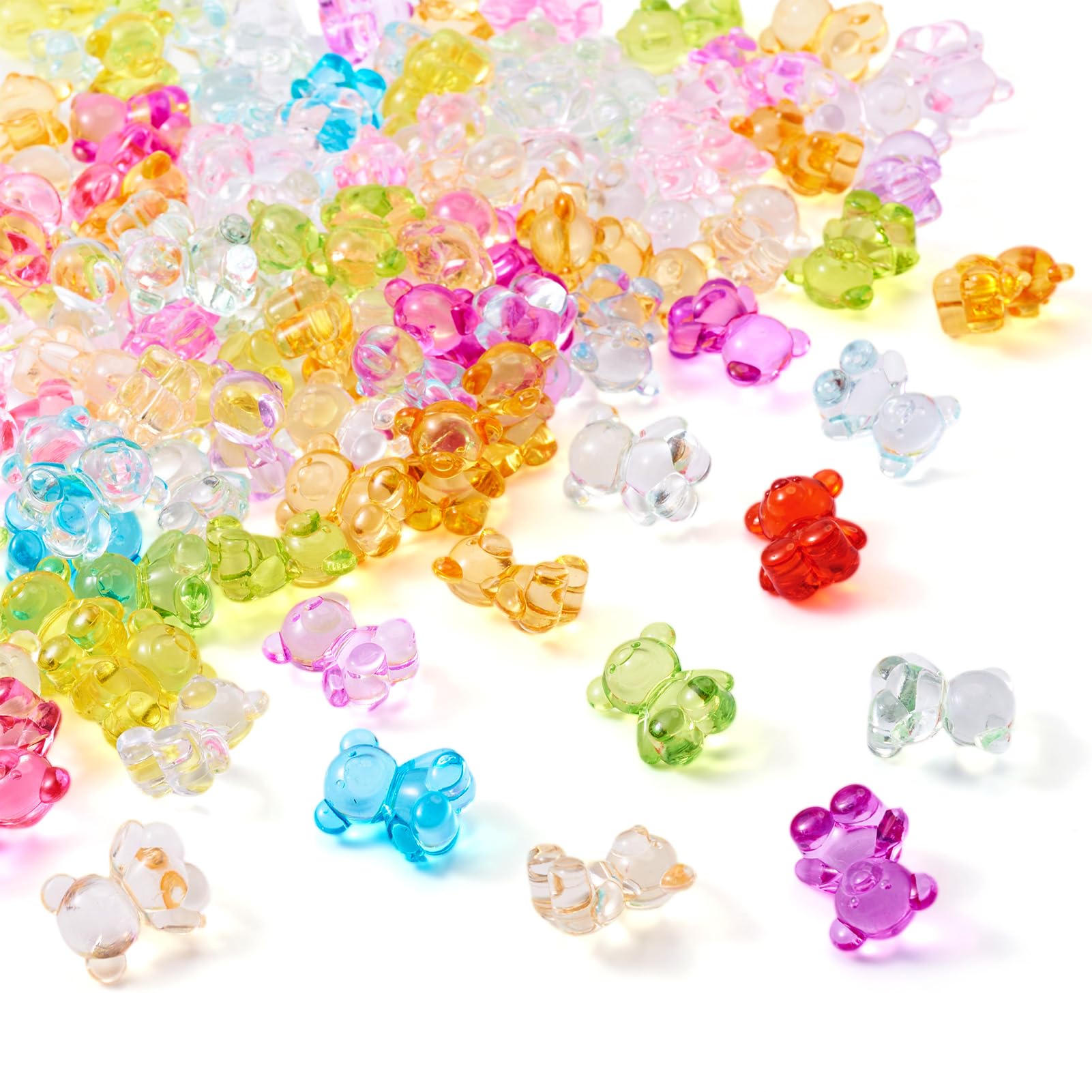 Amazon.com: Beadthoven 100pcs Acrylic Bear Beads with Hole Transparent ...