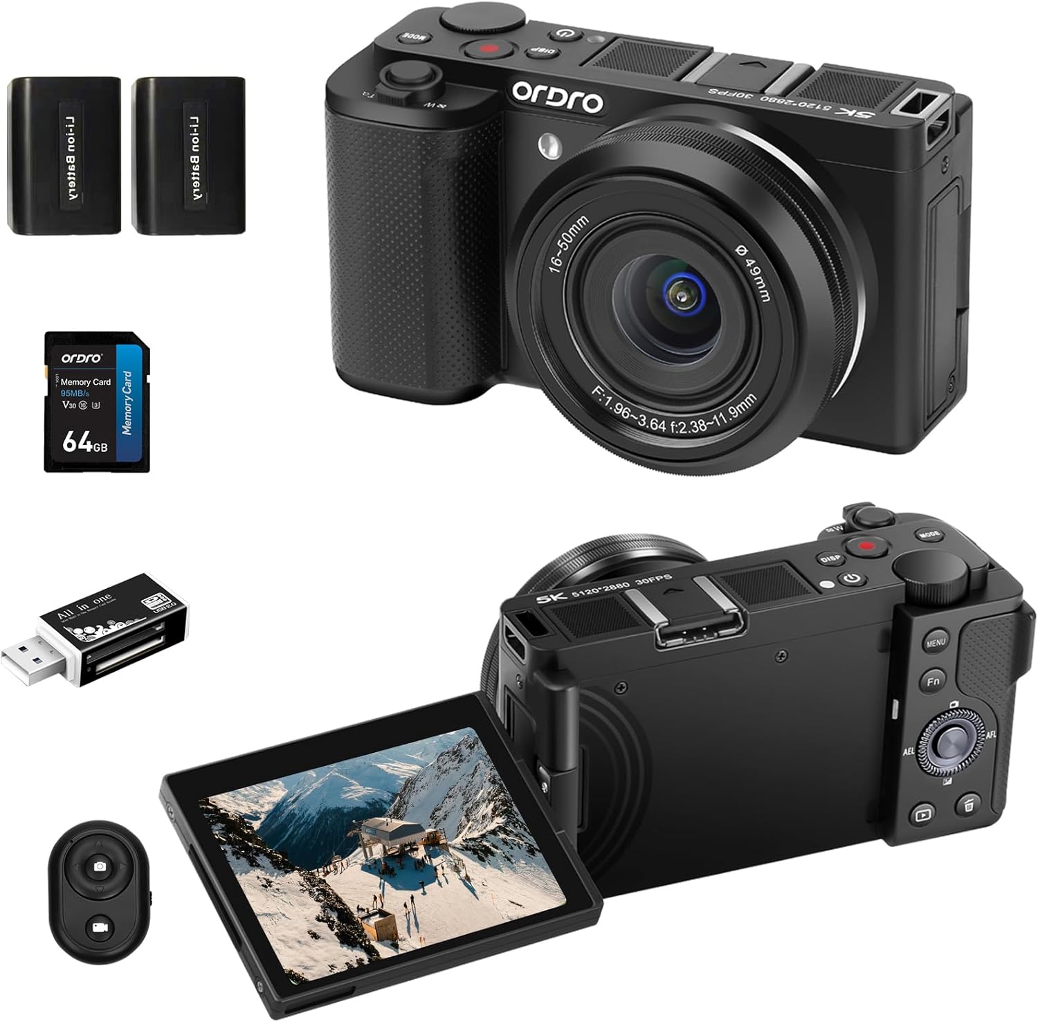Amazon.com : ORDRO G930 5K 64MP Digital Camera for Photography, Autofocus Video Camera 3.2 ...