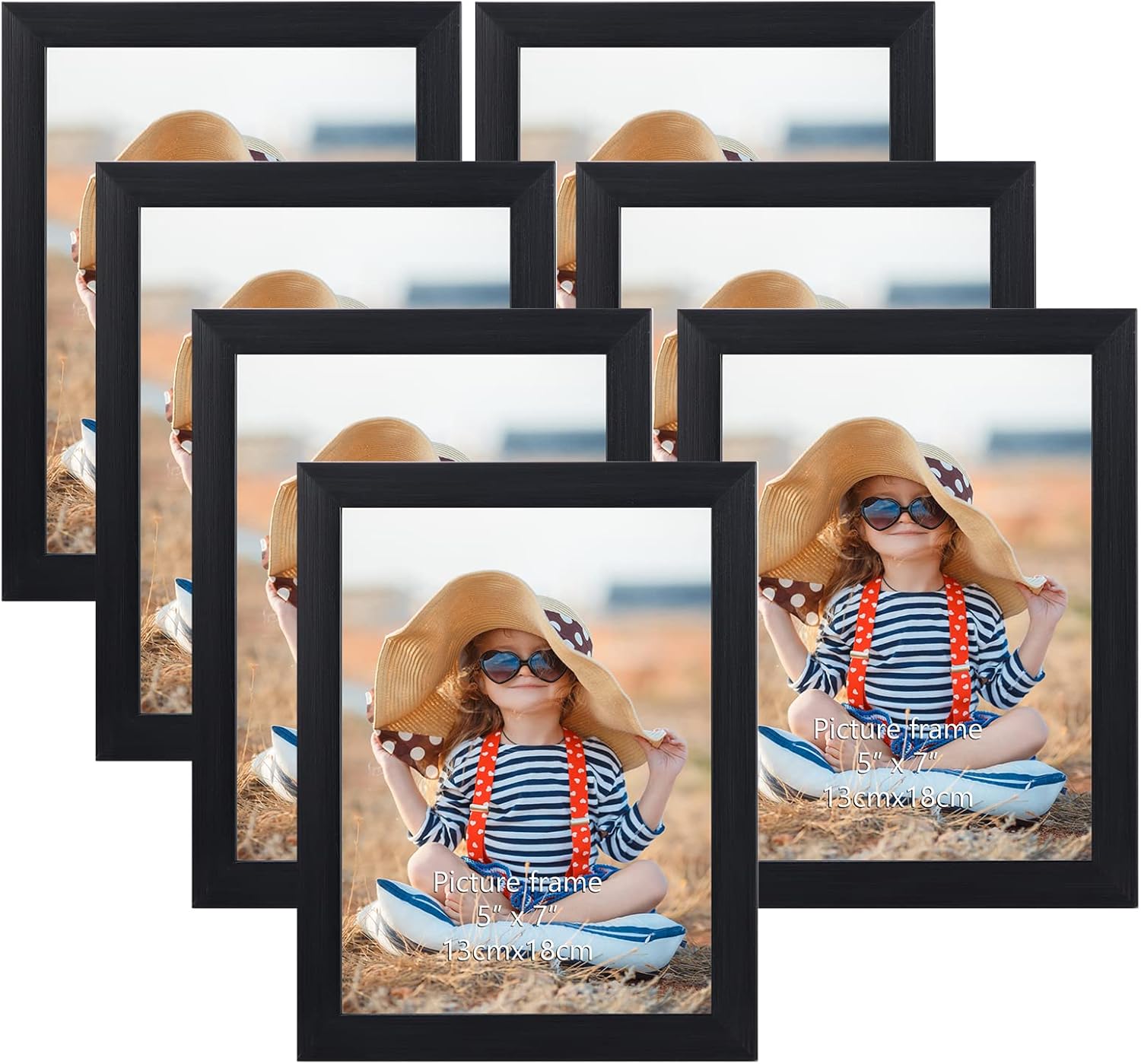 EXYGLO 7x5 Photo Frames Set of 7, Black 7x5 Picture Frame for Wall and ...