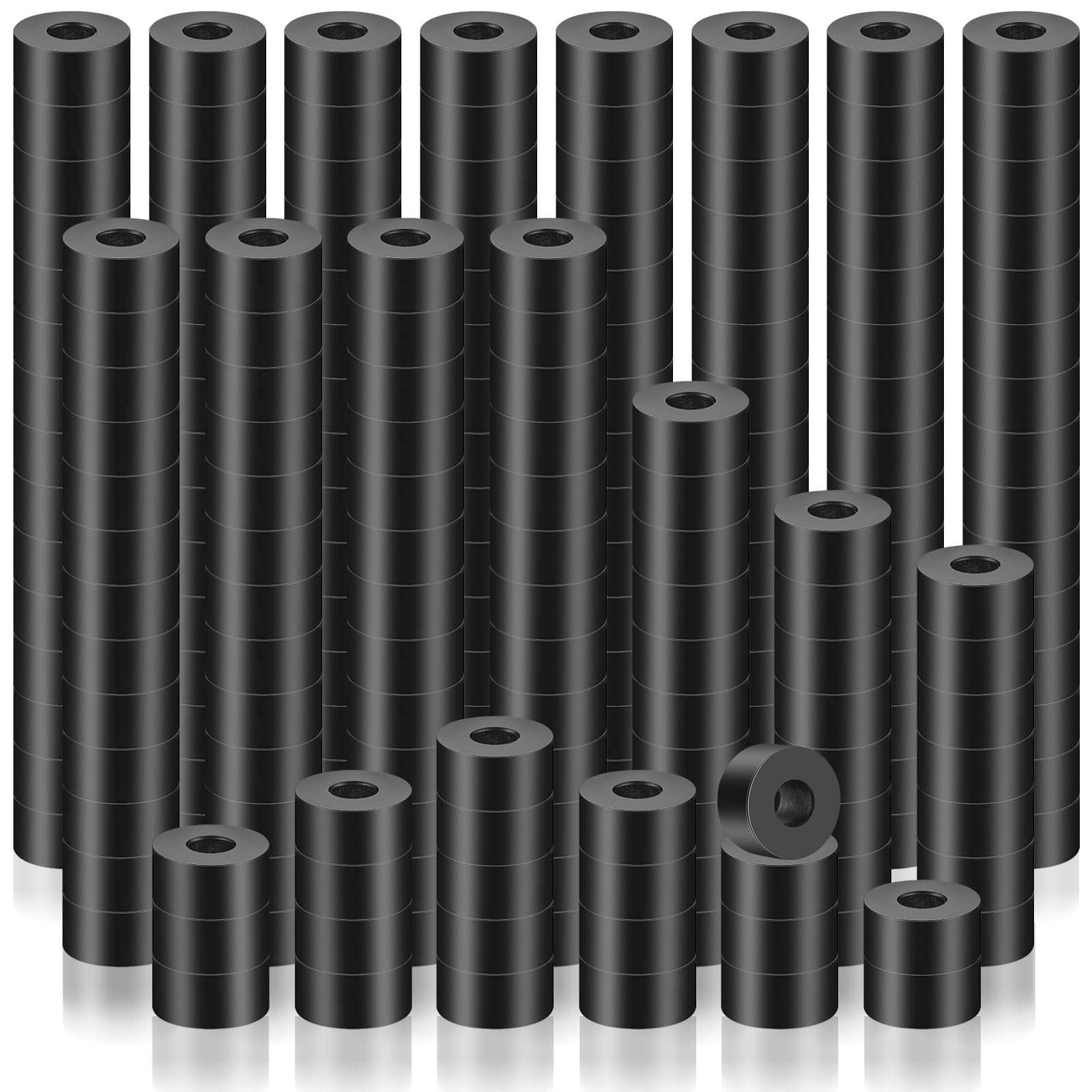 Snapklik.com : 200 Pcs Black Nylon Spacers 1/4 Thick, 1/2 OD 0.194 ID ...