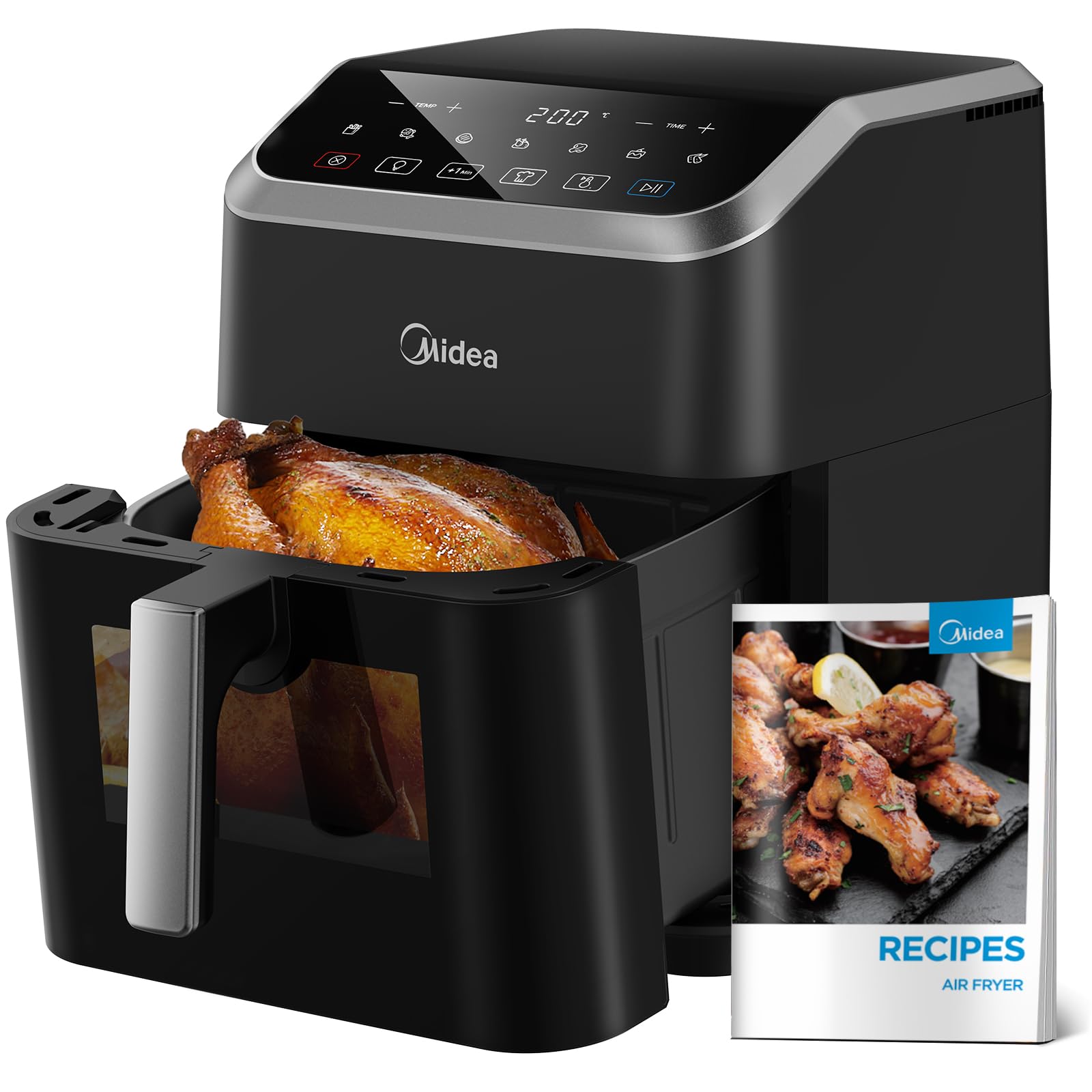 Midea Air Fryer with Window 7L, HeatXpress Rapid Air Technology, 90% ...