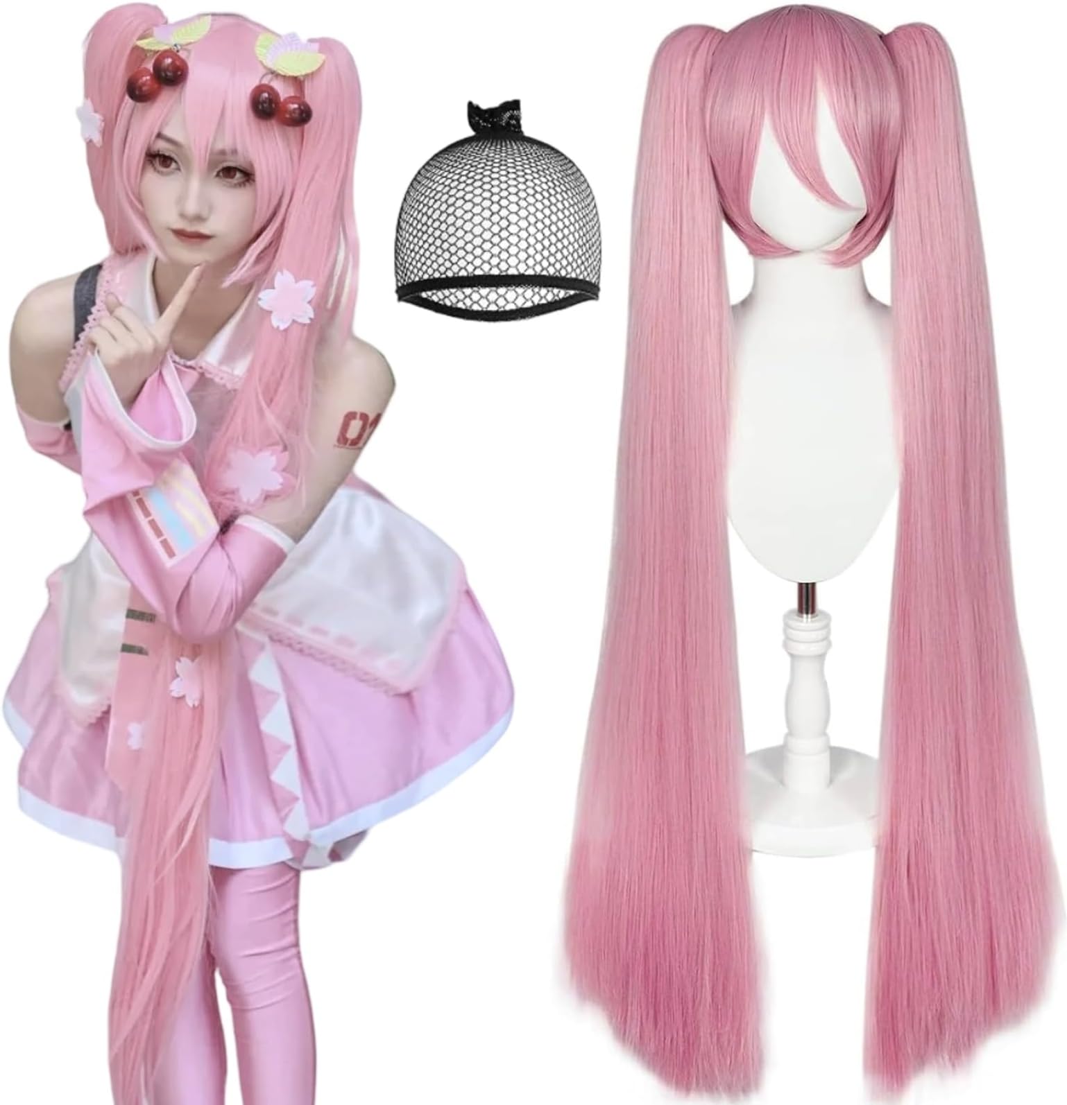 Amazon.com : IMEYLE 47 inch/ 120 cm Long Pink Wig with Bangs Peluca ...